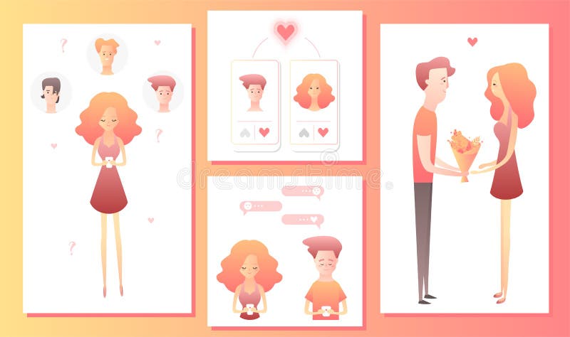 Man and Woman Using Mobile Application for Dating or Searching Romantic ...