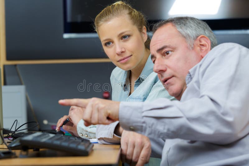 Man and Woman Working with Computer Stock Photo - Image of 30to34years ...