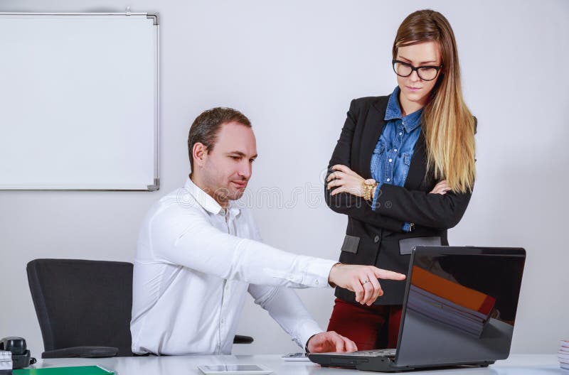 Man and Woman Working with Computer Stock Photo - Image of computer ...