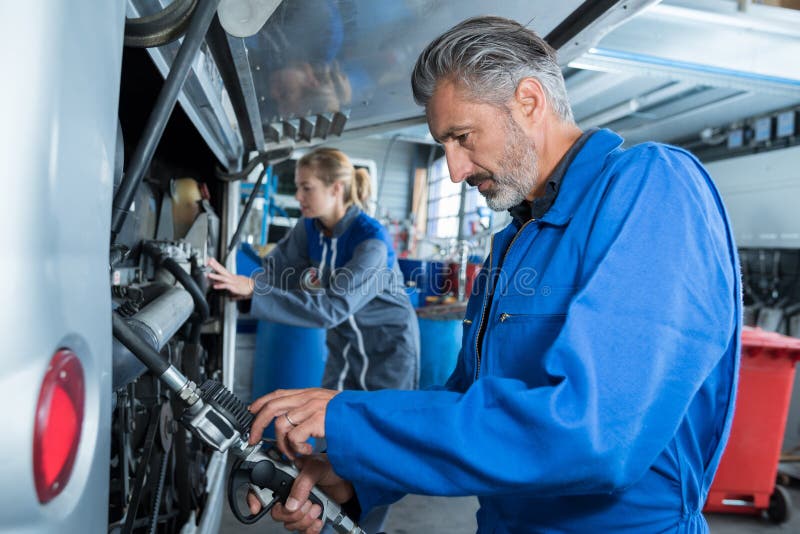 Man and Woman Working in Lorry Stock Photo - Image of high, transport ...