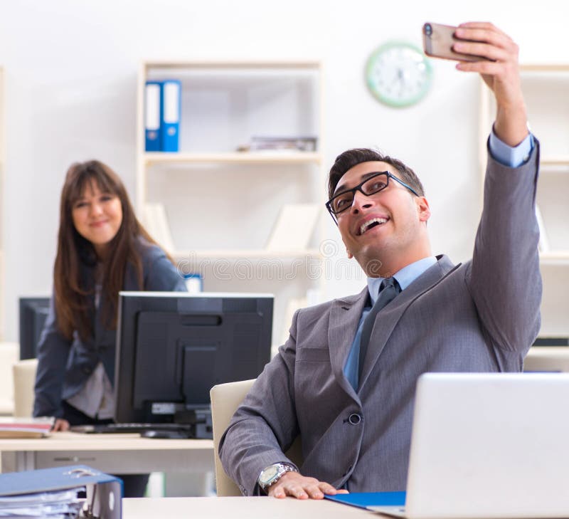 Man and Woman Working in the Office Stock Image - Image of happy ...