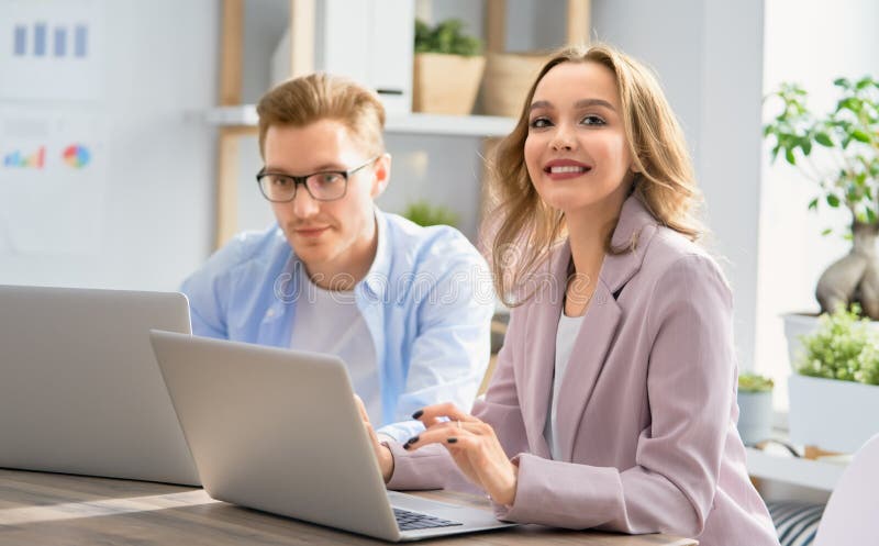 Man and Woman Working in the Office Stock Photo - Image of plan ...