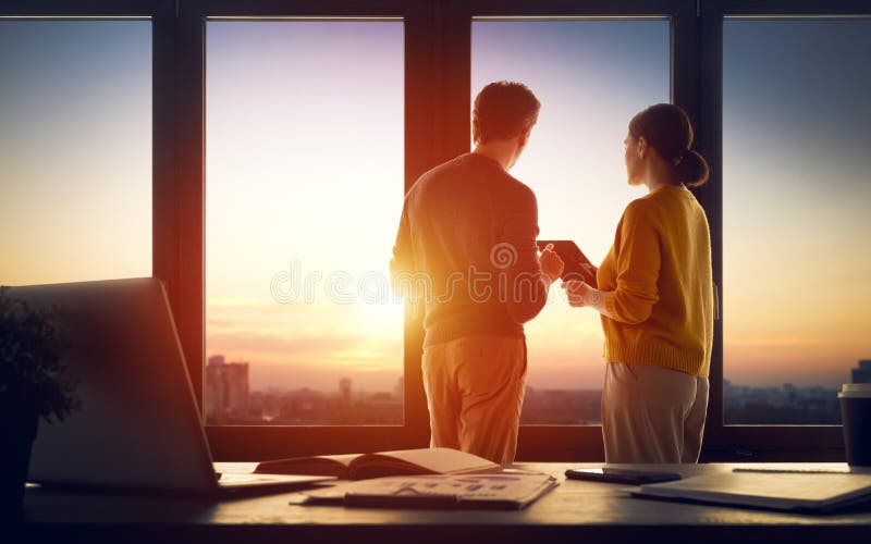 Man and Woman are Working in Office Stock Image - Image of female ...