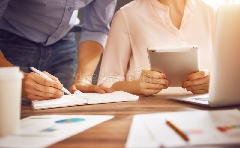 Man and Woman Working in the Office Stock Photo - Image of plan, laptop ...
