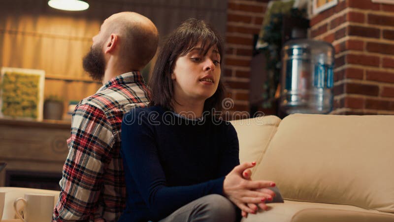 Man and Woman Fighting at Therapy Session with Specialist Stock Photo ...