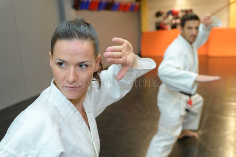 Man and Woman in Karate Class Stock Image - Image of practice, karate ...