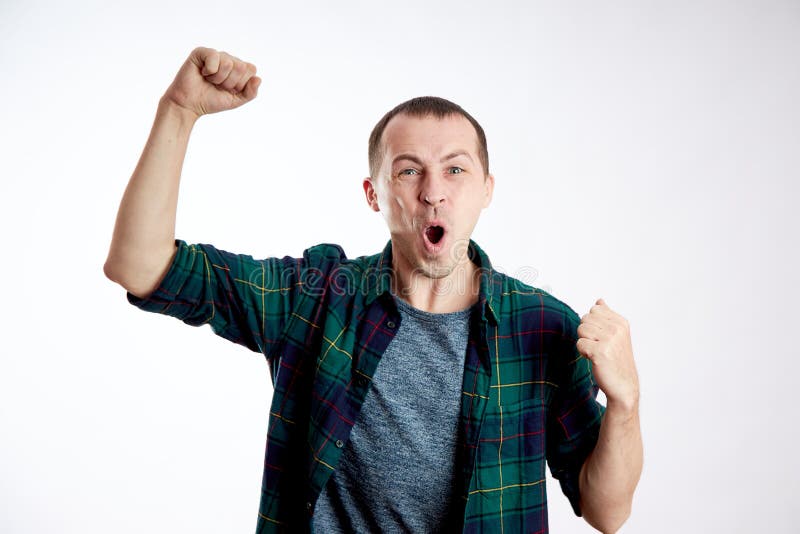 Man Won Casino, Won the Lottery, Cheering, Lucky Guy, Winning Stock ...