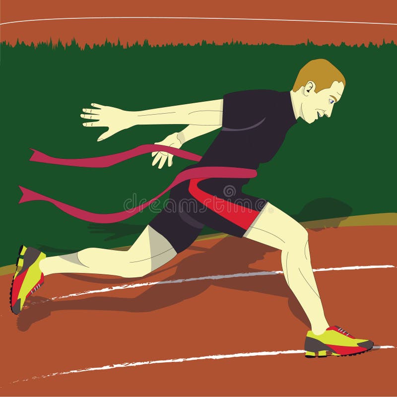 Vector Illustration Of Man Winning A Race Stock Vector - Illustration ...