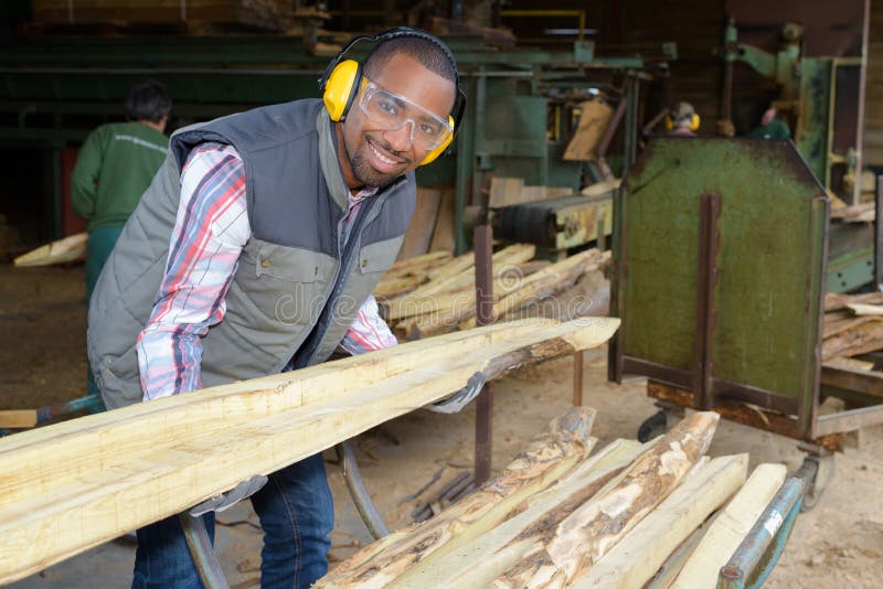 Man at Wood Manufacturing Site Stock Image - Image of building, company ...