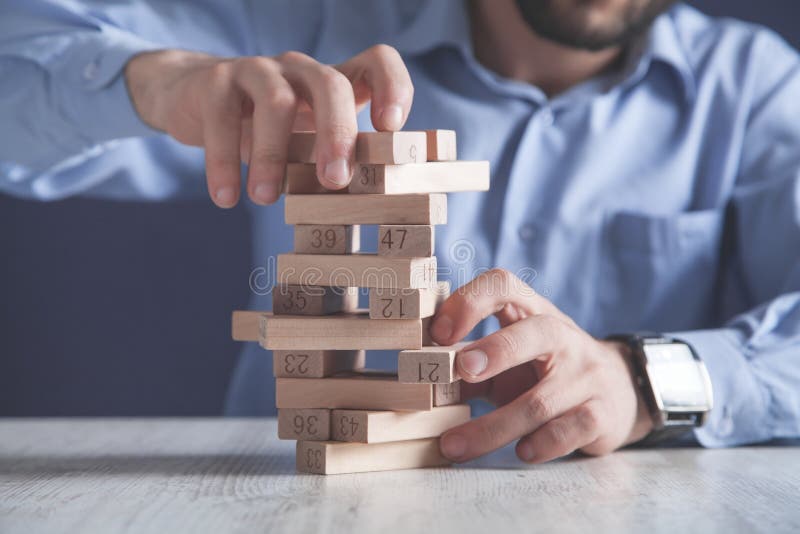 Man with Wooden Blocks. Business Concept Stock Image - Image of ...
