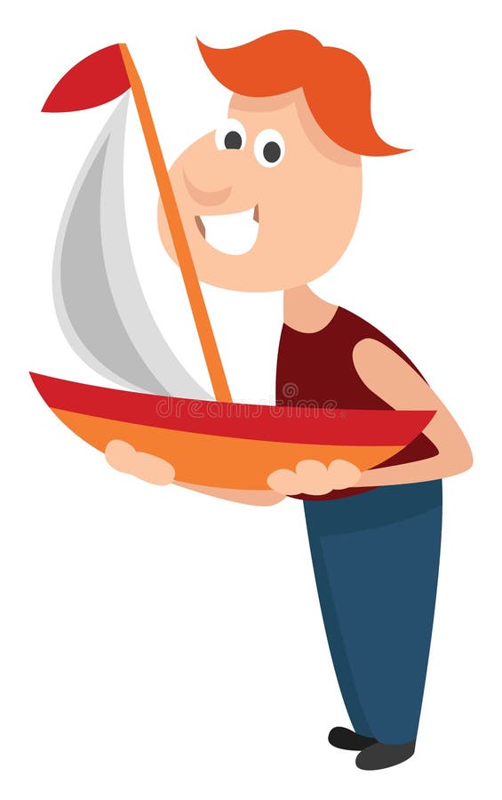 Guy with a Wooden Ship , Illustration, Vector Stock Vector ...