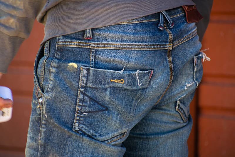 Man in Work Clothes. View from the Back, Close-up Stock Photo - Image ...