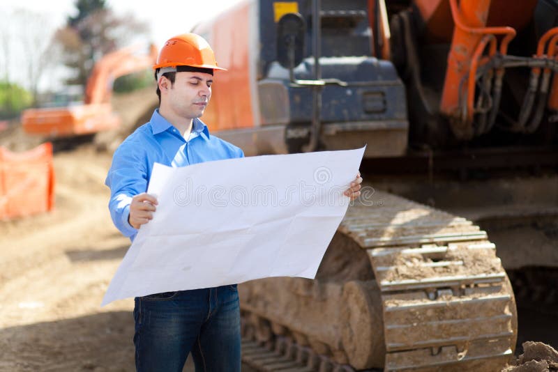 Man at Work in a Construction Site Stock Photo - Image of outdoors ...