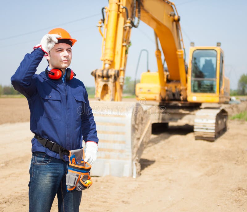Man at Work in a Construction Site Stock Image - Image of electrician ...