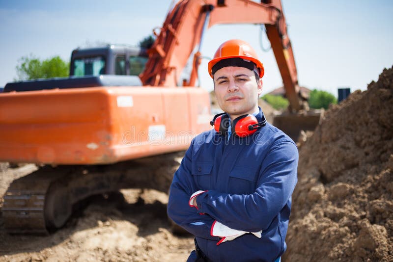 Man at Work in a Construction Site Stock Photo - Image of mechanic ...