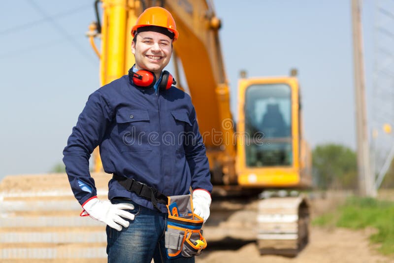 Man at Work in a Construction Site Stock Image - Image of petrol ...