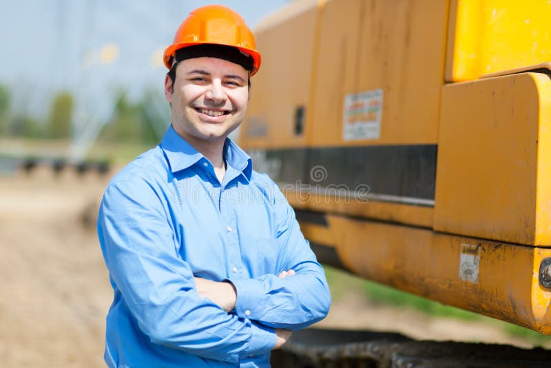 Man at Work in a Construction Site Stock Photo - Image of engineering ...