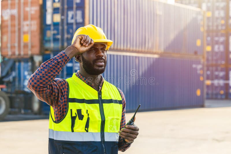 Man Work Container Port, Customs at Container Yard Manage ,Cargo Import ...