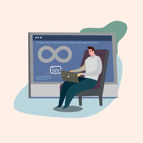 Man Work Infront of Big Screen Stock Vector - Illustration of character ...