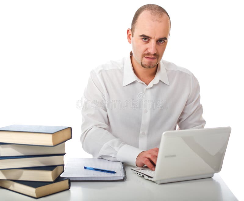 Man at work isolated stock image. Image of write, isolated - 16817603