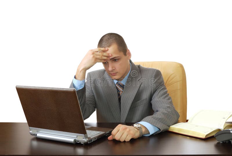 Man at Work Isolated on White Background Stock Photo - Image of look ...