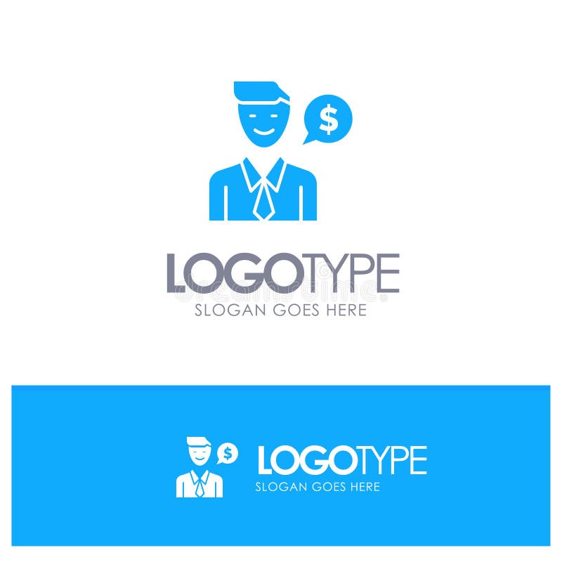 Man, Work, Job, Dollar Blue Solid Logo with Place for Tagline Stock ...