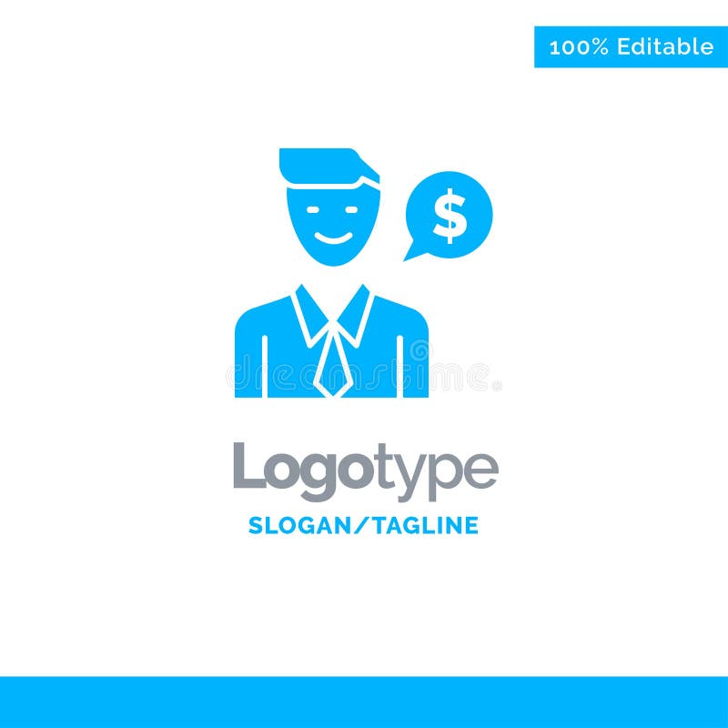 Man, Work, Job, Dollar Blue Solid Logo Template. Place for Tagline ...