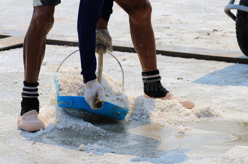 A Man Work and Move the Salt Stock Image - Image of local, objects ...