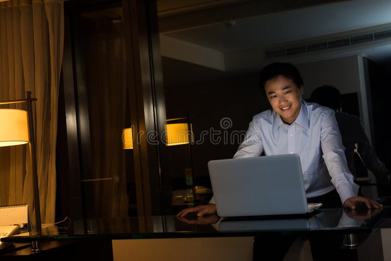 Man work at night stock image. Image of copyspace, asian - 42271939