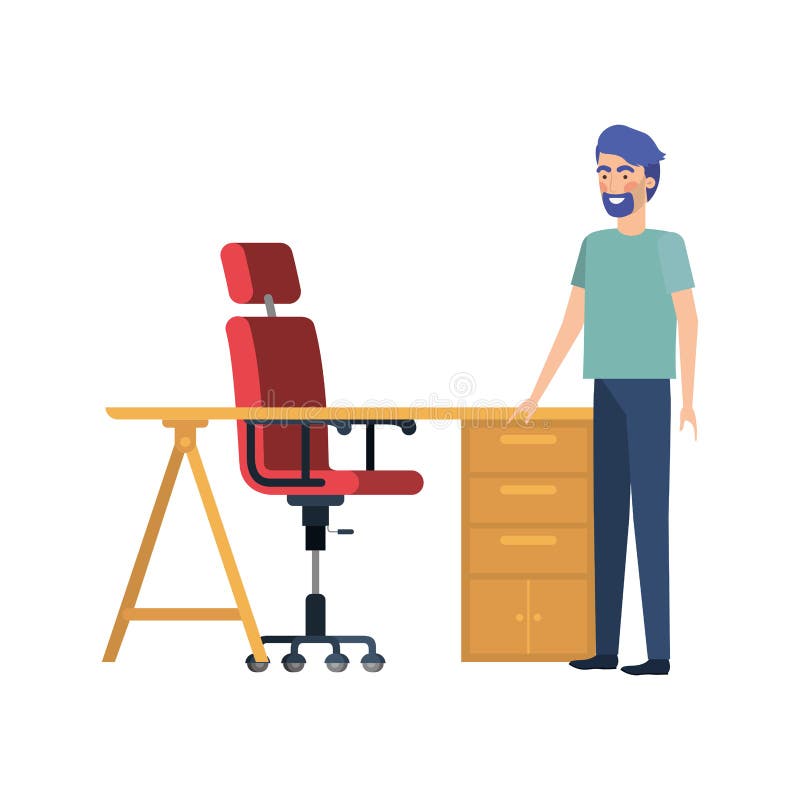 Man in the Work Office with White Background Stock Vector ...