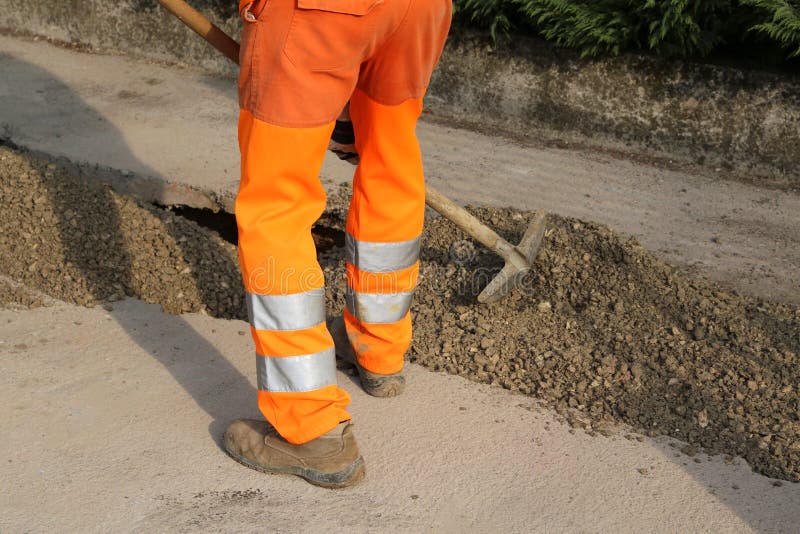 Man at Work with Orange Pants in the Site Stock Photo - Image of ...
