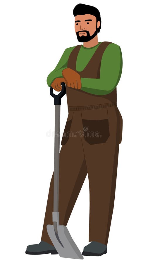Man Leaning Shovel Stock Illustrations – 39 Man Leaning Shovel Stock ...