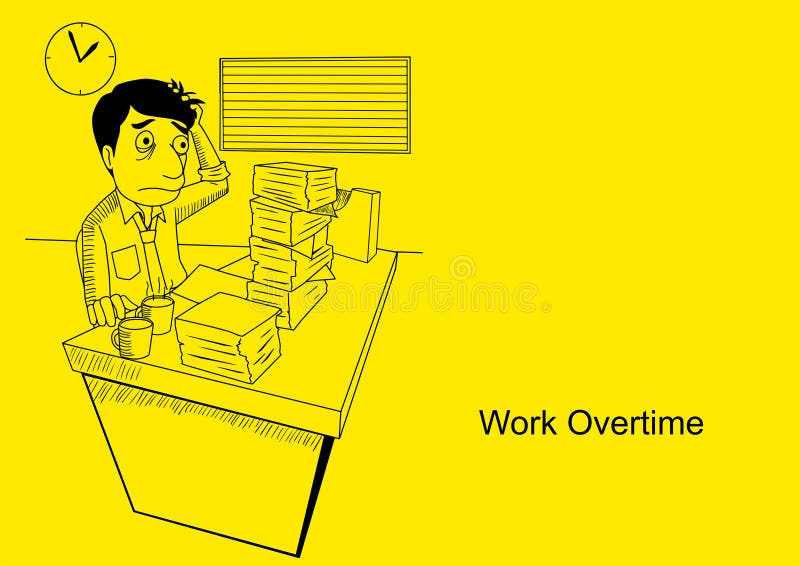 Man work overtime stock vector. Illustration of businessman - 287408110