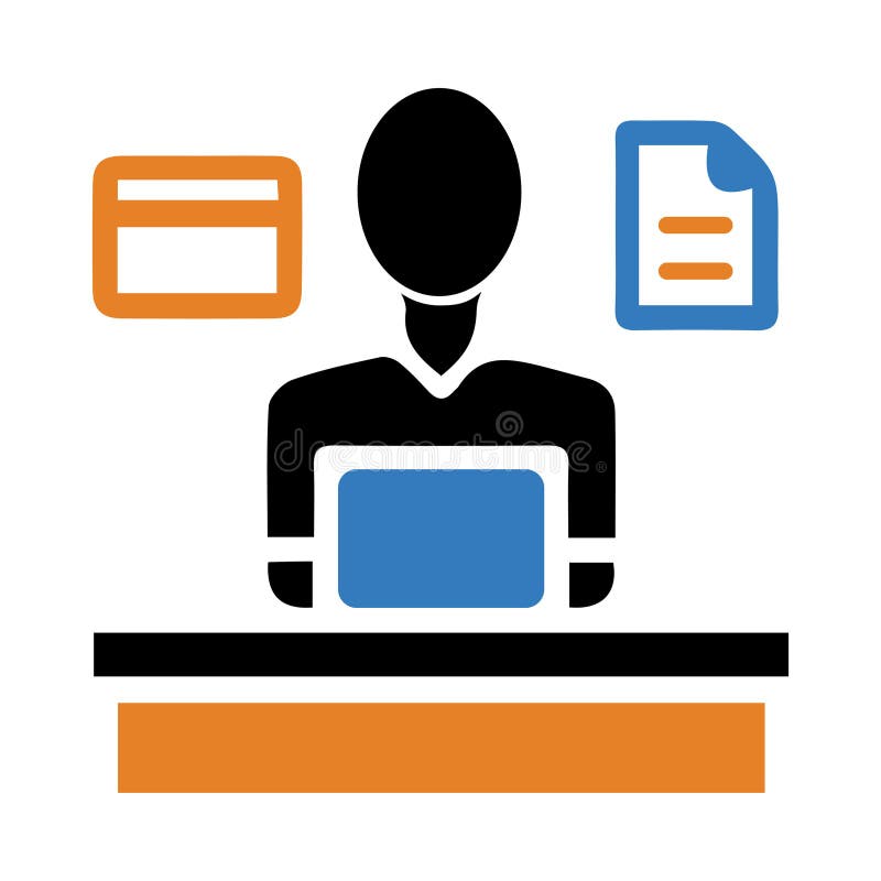 Man, Work, Table, Laptop, Man Working in Office Icon Stock Vector ...