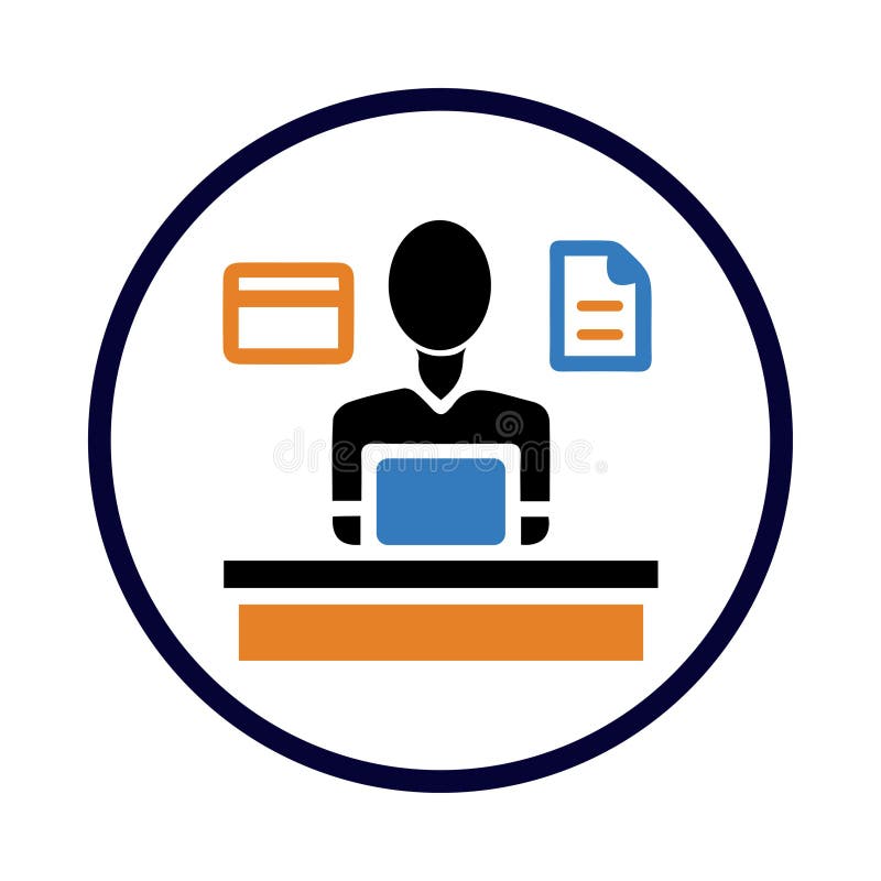 Man, Work, Table, Laptop, Man Working in Office Icon Stock Vector ...