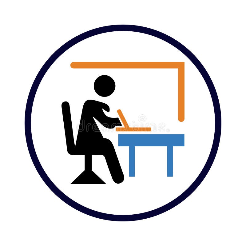 Man, Work, Table, Laptop, Man Working in Office Icon Stock Vector ...