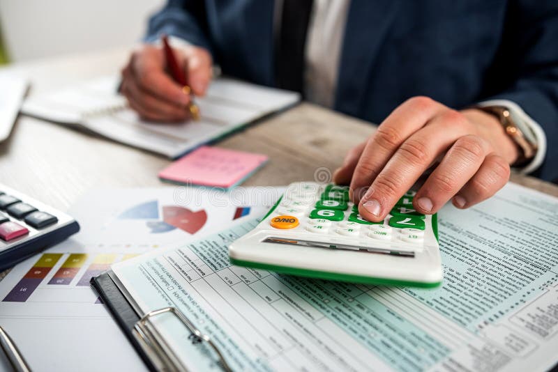 Man Work with Tax Form, Time for Tax Stock Image - Image of loan, home ...