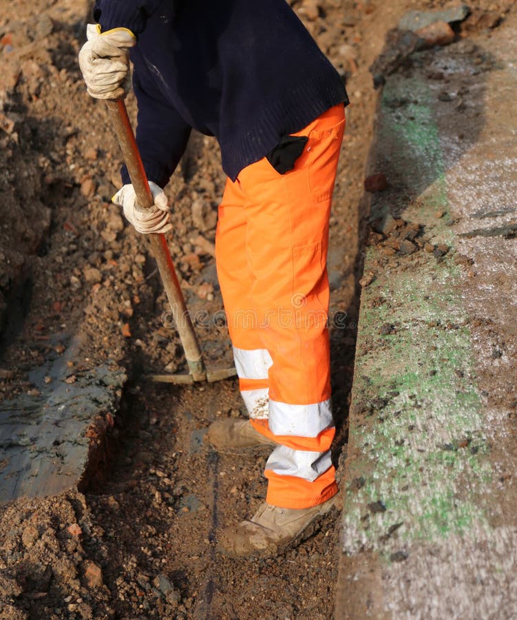 Trench Work stock image. Image of tool, worker, laboring - 33972277