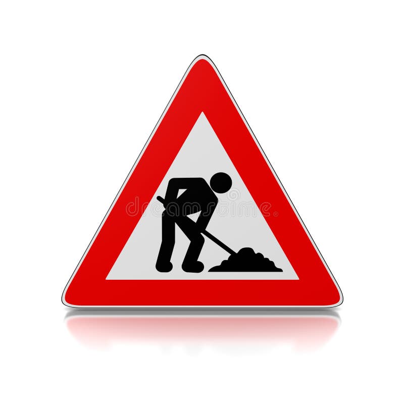 Men at Work Triangle Road-Sign on Wooden Floor Stock Illustration ...