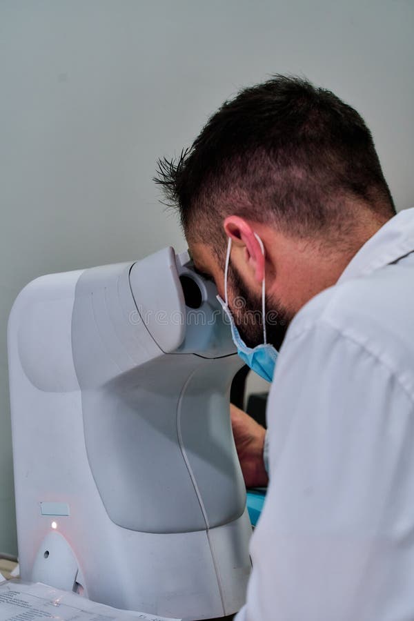 Man at Work in the Visual Test Machine Stock Image - Image of health ...