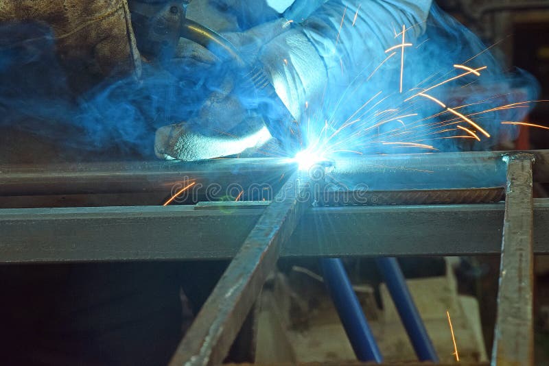 The Man at Work, Welder Welded Metal Rods Stock Photo - Image of grinds ...