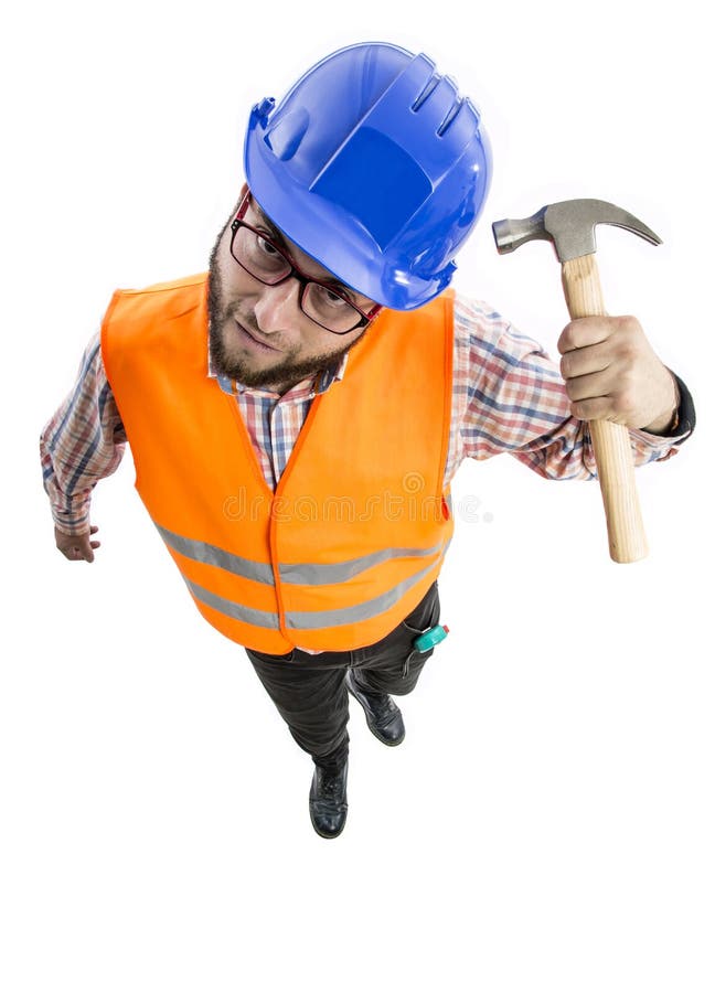 Man worker with big head stock image. Image of large - 91619413