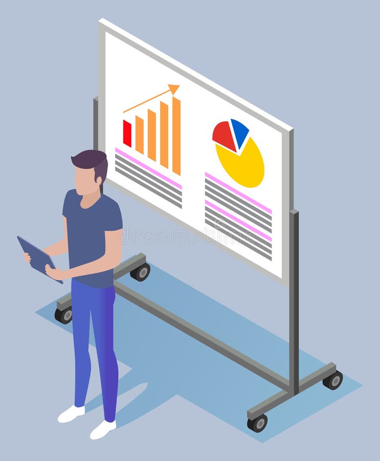 Worker Presenting Diagram Report on Board Vector Stock Vector ...