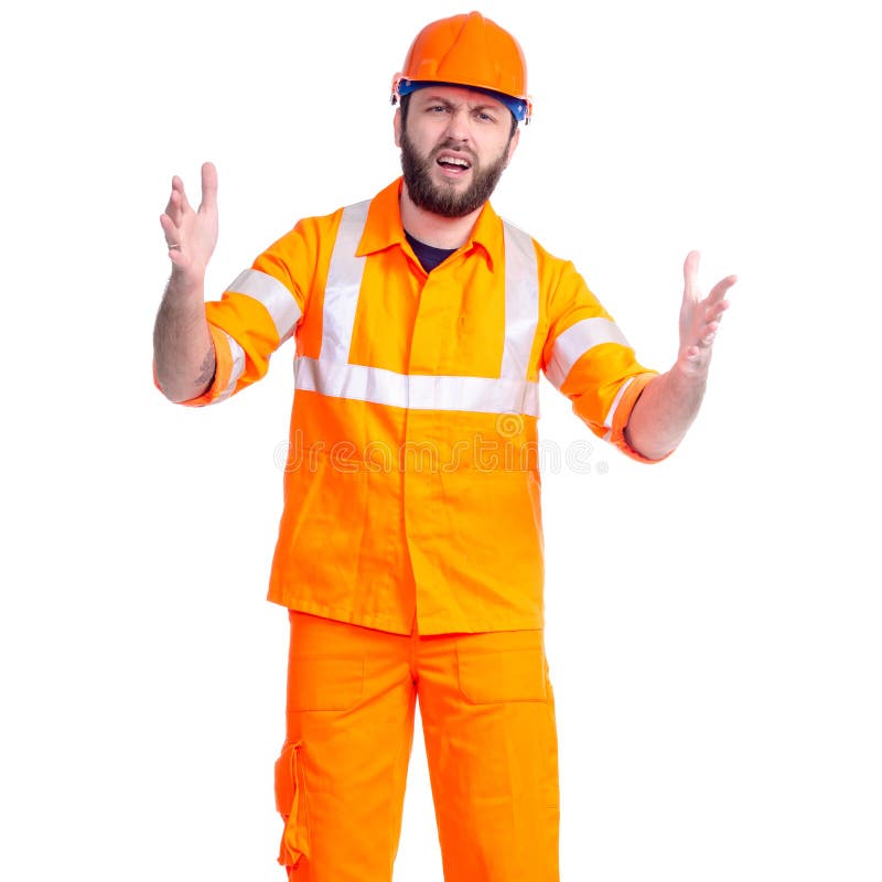 Man Worker Road Constructor Looking Screaming Angry Stock Image - Image ...