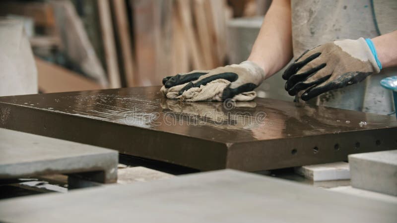 A Man Worker Washing a Concrete Slab Stock Photo - Image of work ...
