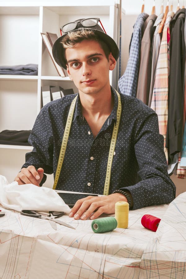 Man Working As Fashion Designer Stock Image - Image of clothing ...