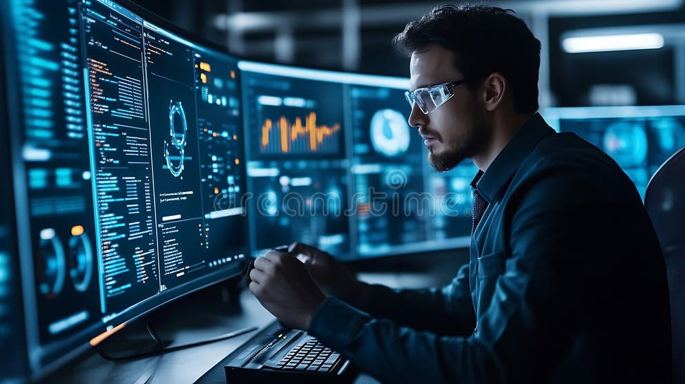 Man Coding Software Developer It Professional Programmer Working On Computer Data Science