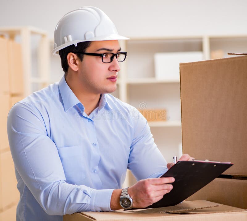 Man Working in Box Delivery Relocation Service Stock Photo - Image of ...