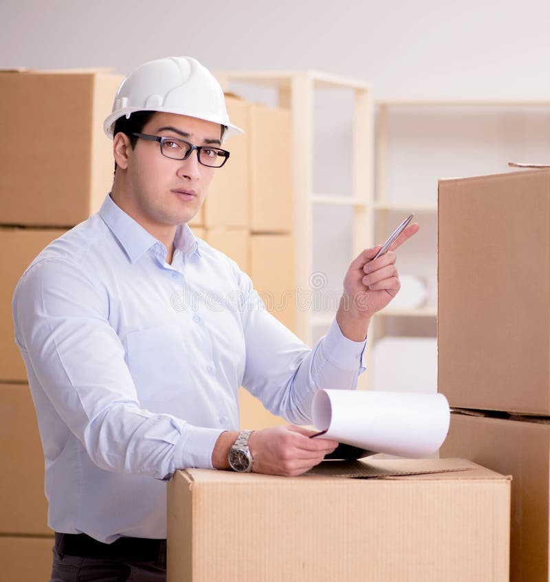 Man Working in Box Delivery Relocation Service Stock Photo - Image of ...