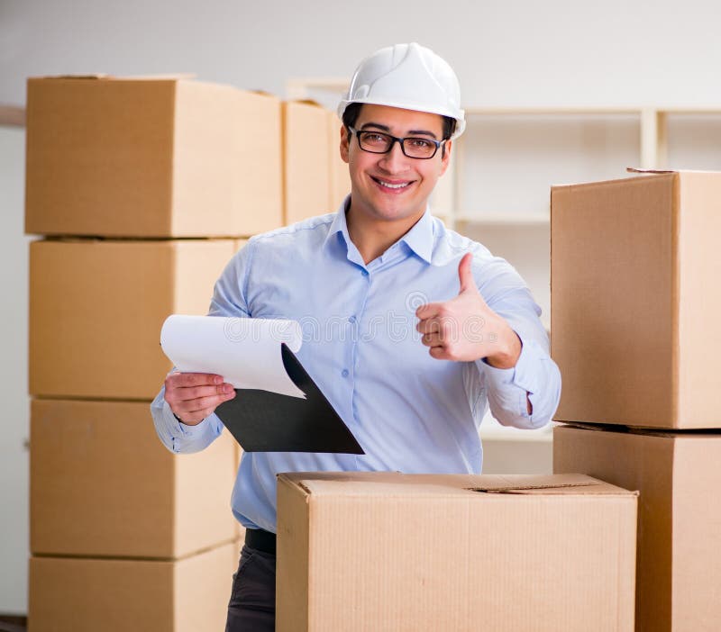 Man Working in Box Delivery Relocation Service Stock Photo - Image of ...